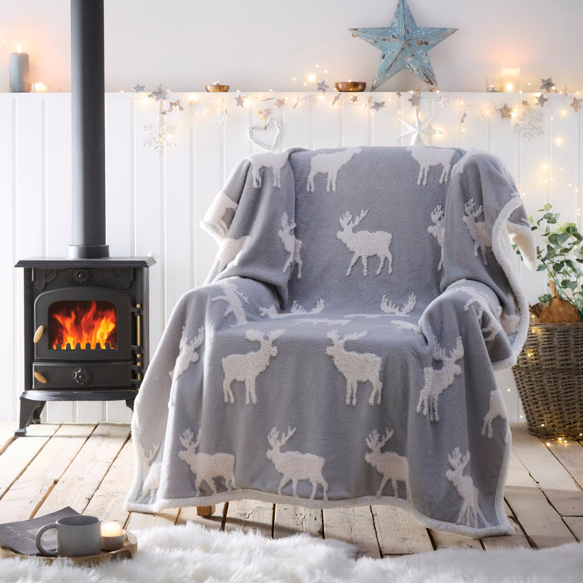 Moose Jacquard Sherpa Fleece Throw – Happy Linen Company