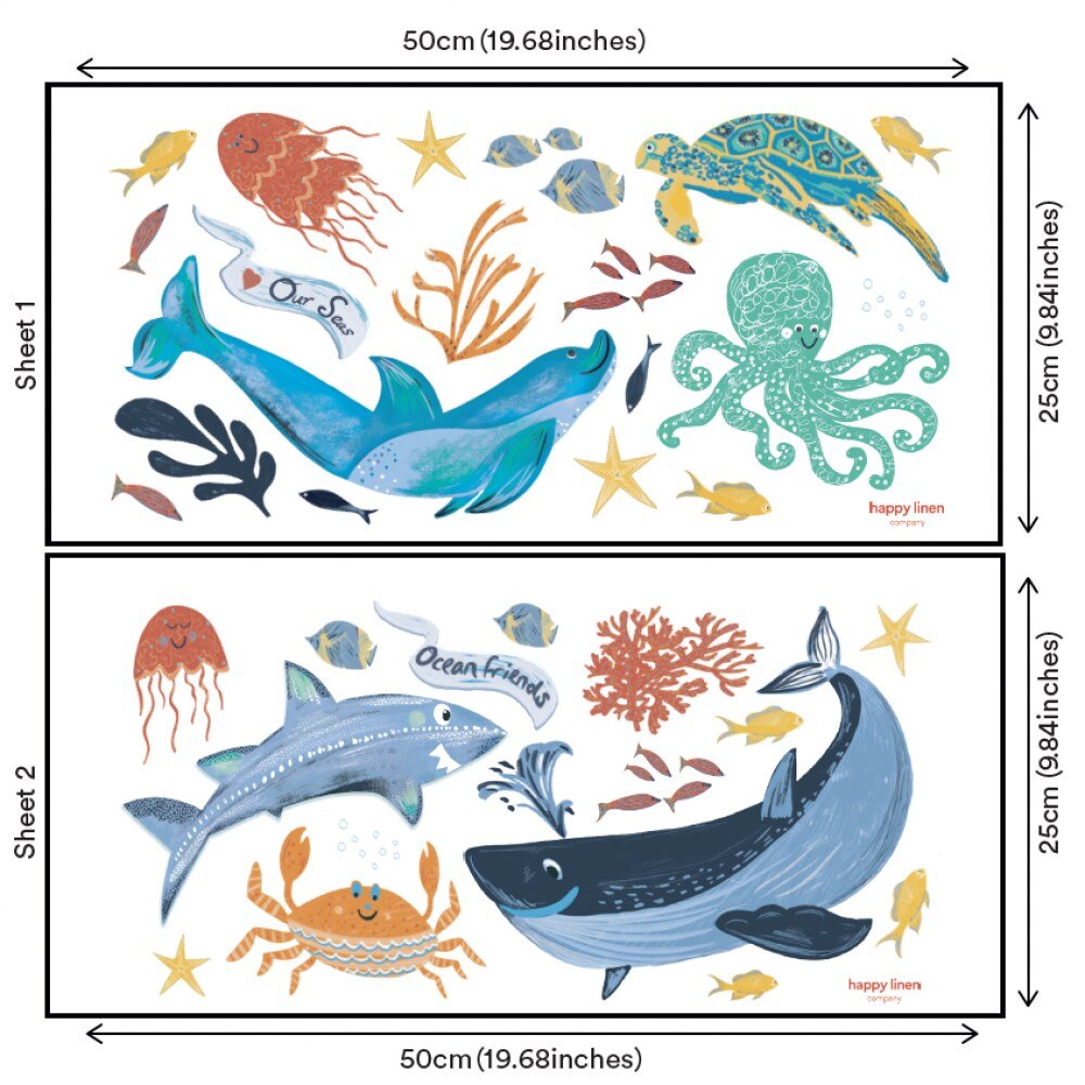 Kids Ocean Friends Wall Stickers | Happy Linen Company