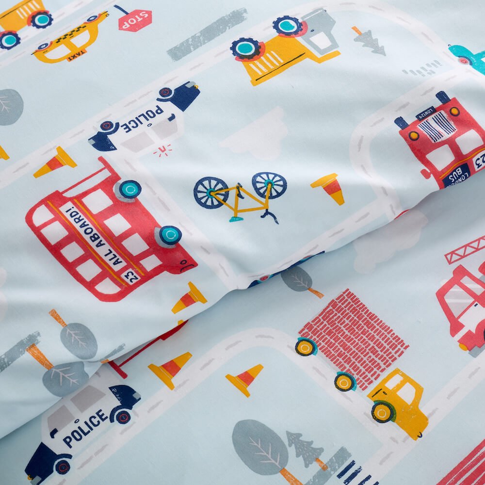 Kids Blue Road Trip Bedding | Happy Linen Company
