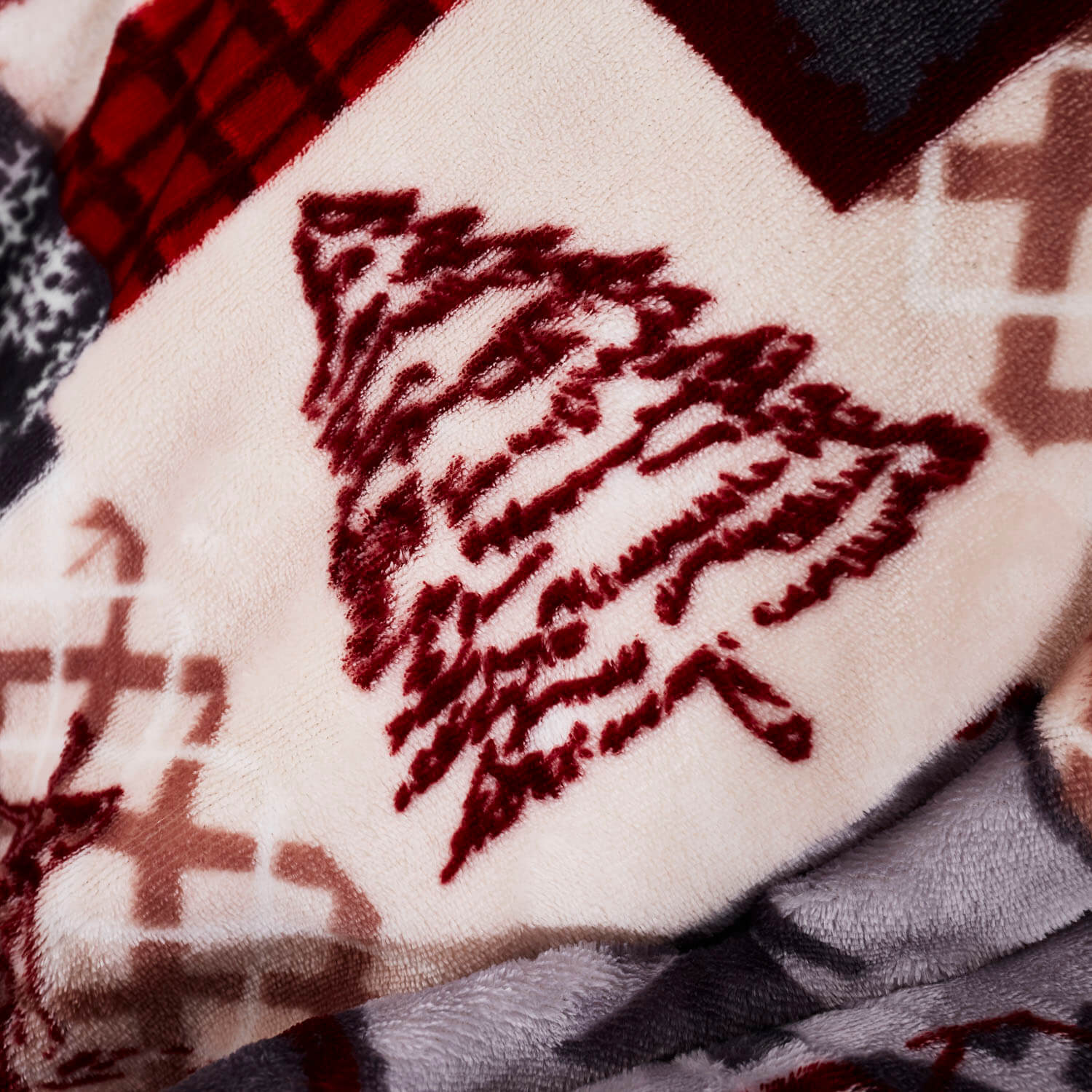 Christmas Patchwork Sherpa Fleece Throw | Happy Linen Company