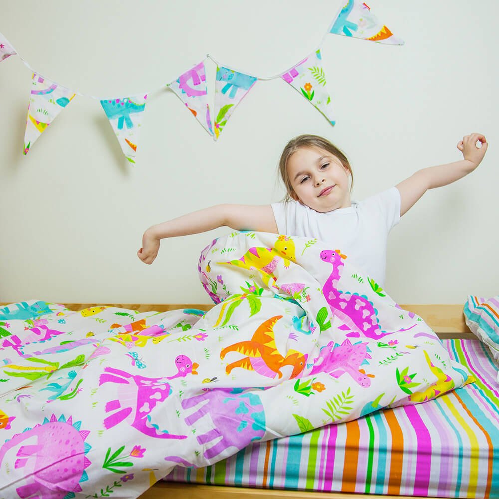 Kids Daisy Dino Girls Dinosaur Bedding | Happy Linen Company