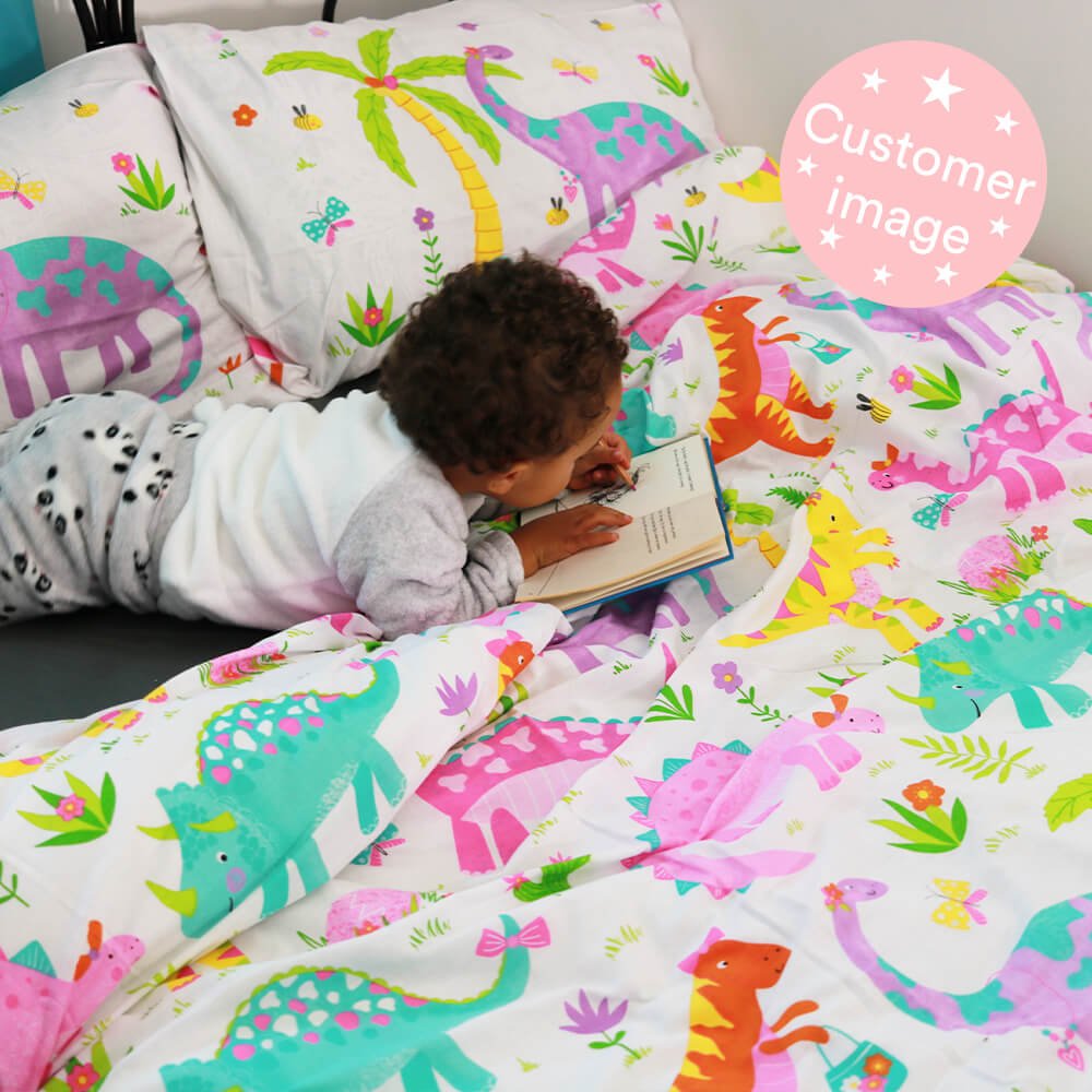 Kids Daisy Dino Girls Dinosaur Bedding | Happy Linen Company