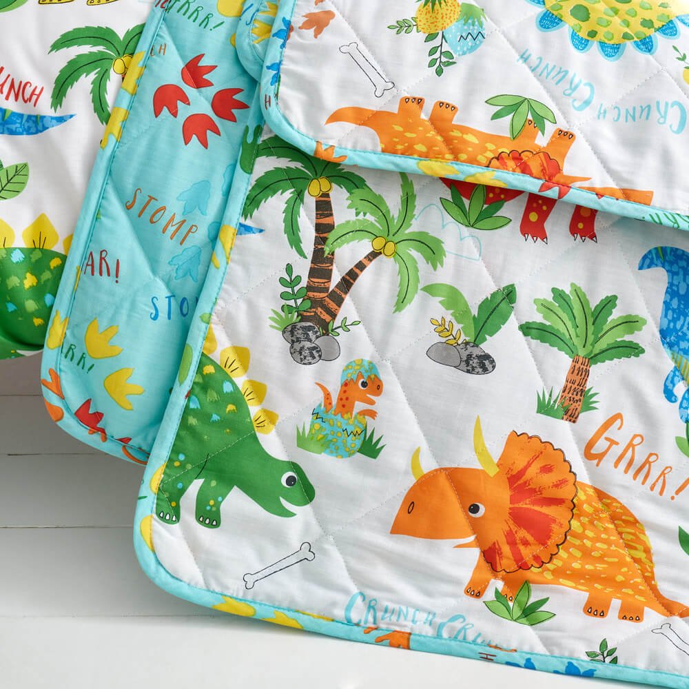 Kids Dinky Dinosaur Quilted Throw | Happy Linen Company