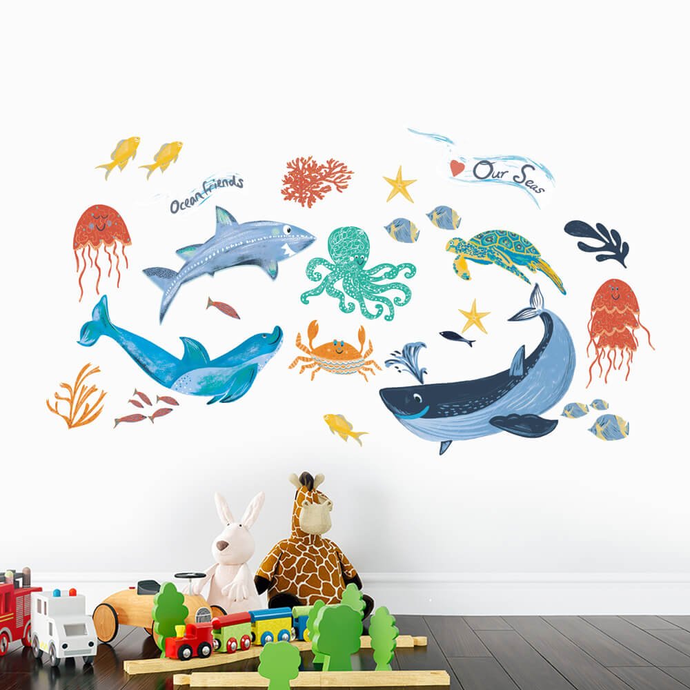 Kids Ocean Friends Wall Stickers | Happy Linen Company