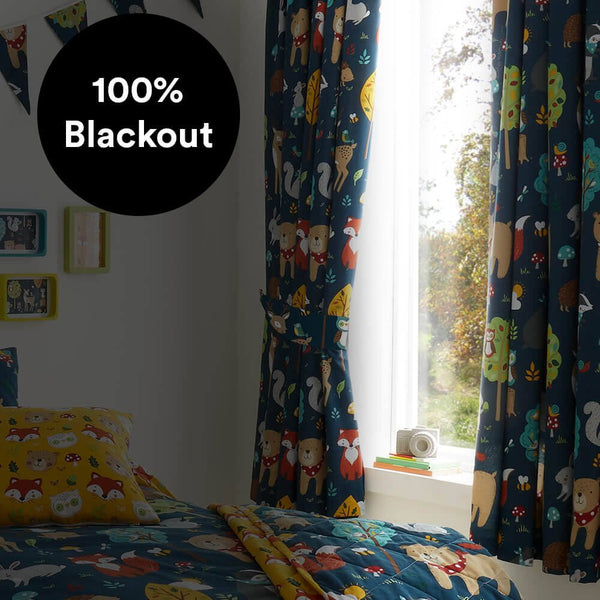 Kids Woodland Friends Blackout Curtains | Happy Linen Company
