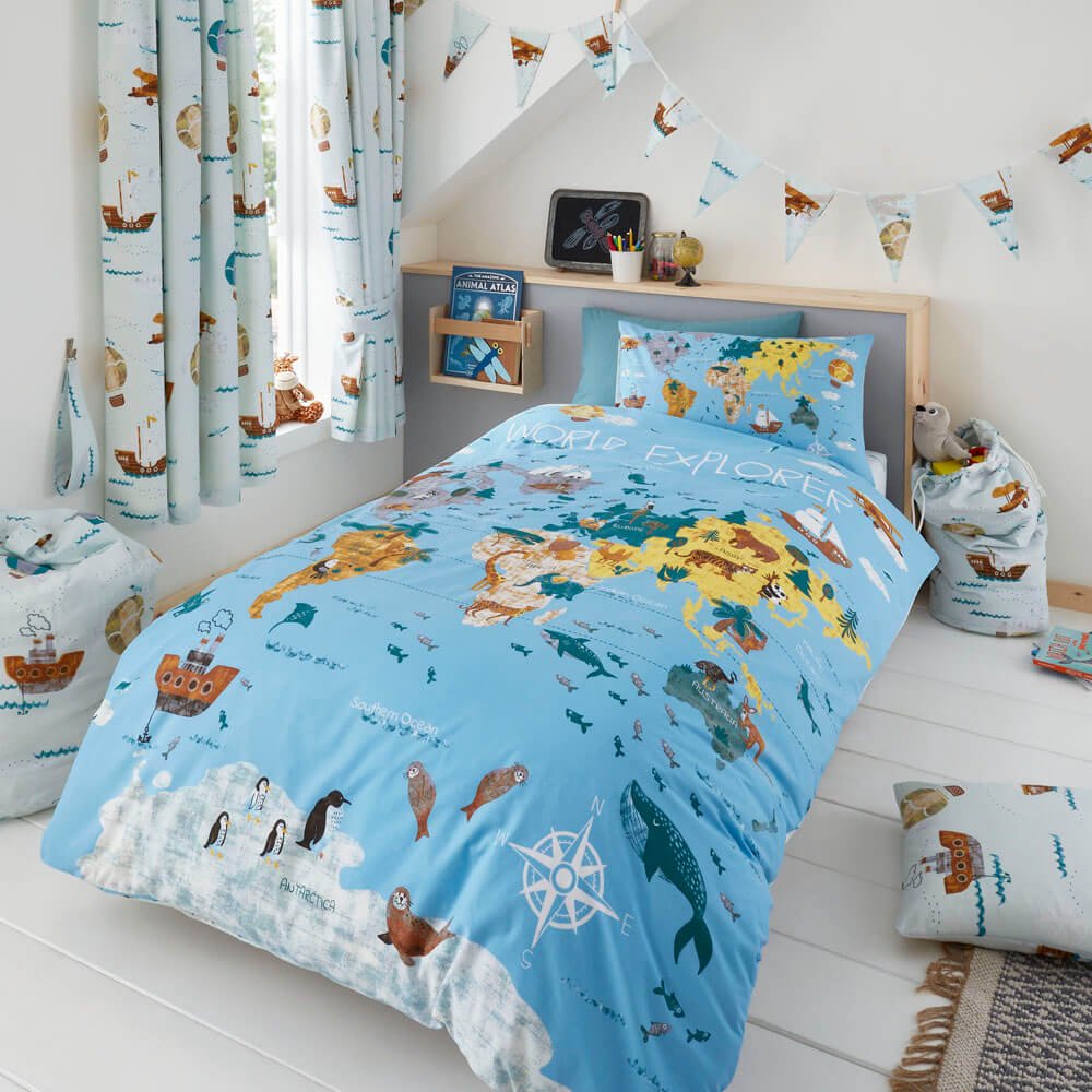 Kids World Explorer Bedding | Happy Linen Company